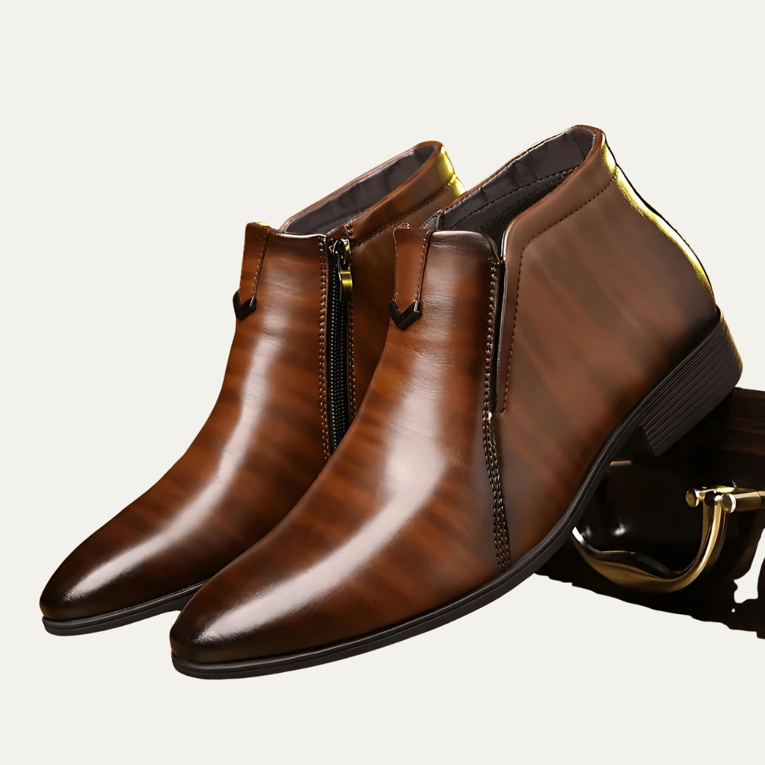 Men’s Burnished Dress Boots – Polished Pointed Toe Zipper Footwear ...