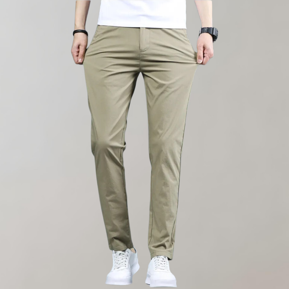 Men's Slim Fit Work Trousers with Stretch Straight Leg Casual Style ...