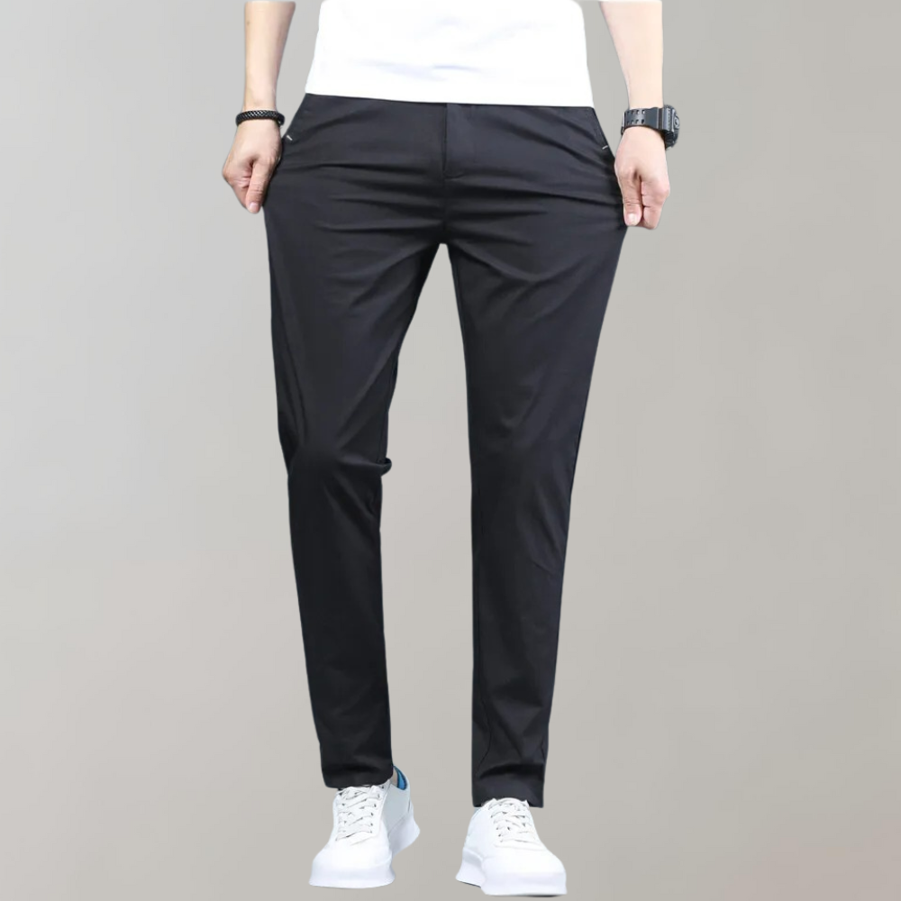 Men's Slim Fit Work Trousers with Stretch Straight Leg Casual Style ...