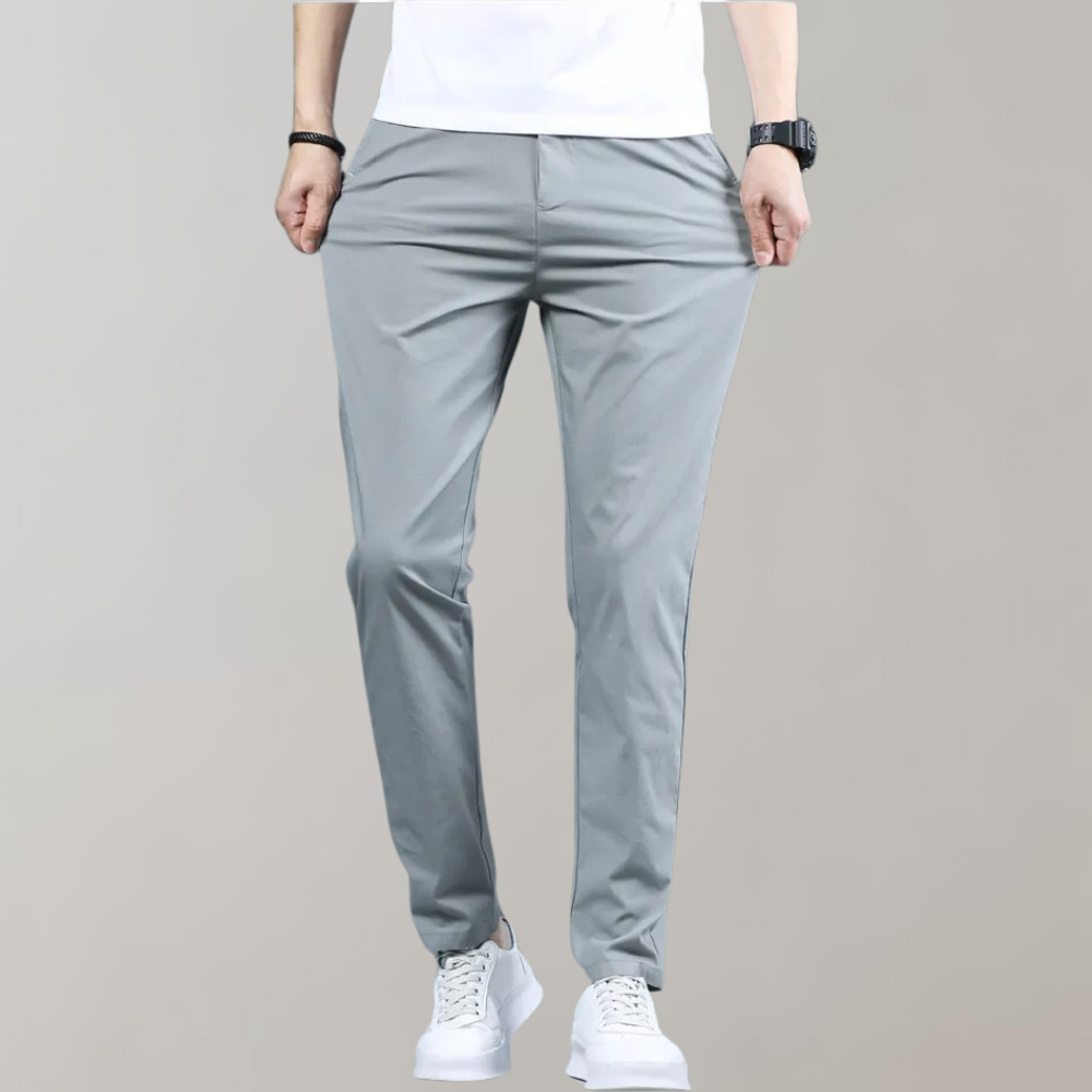 Men's Slim Fit Work Trousers with Stretch Straight Leg Casual Style ...