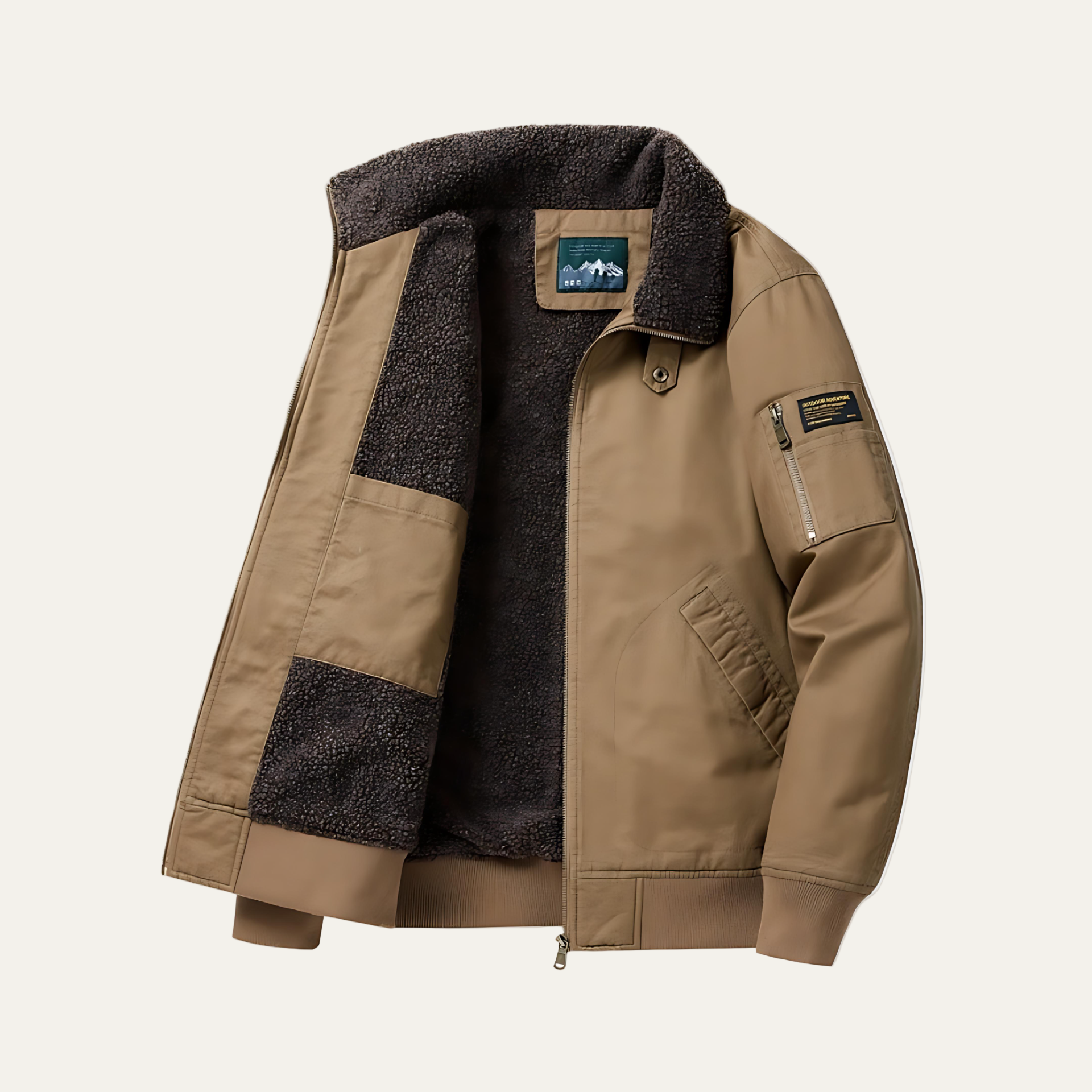 Men’s Fleece Aviator Bomber Jacket – Warm Lined Winter Coat – VogeLuxe