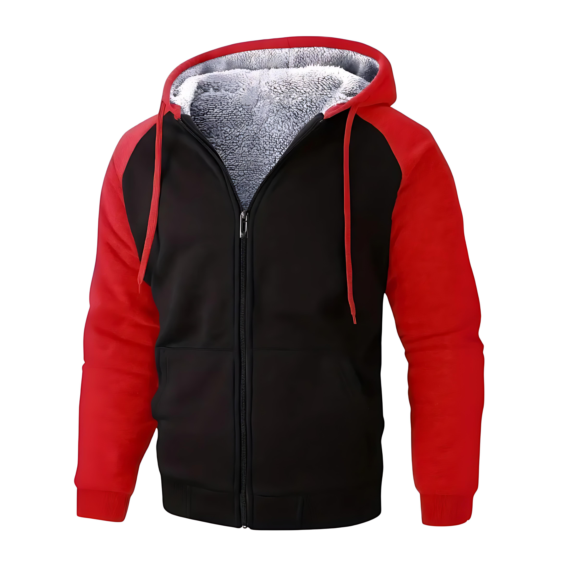 Men’s Sherpa Lined Color Block Zip Hoodie – Warm Winter Jacket – VogeLuxe