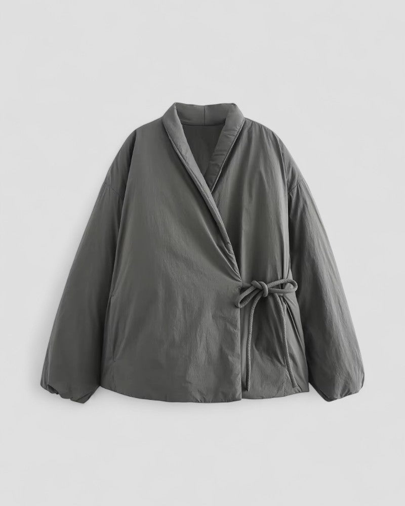 Duck Down Wrap Puffer Jacket with Waist Tie for Women – VogeLuxe
