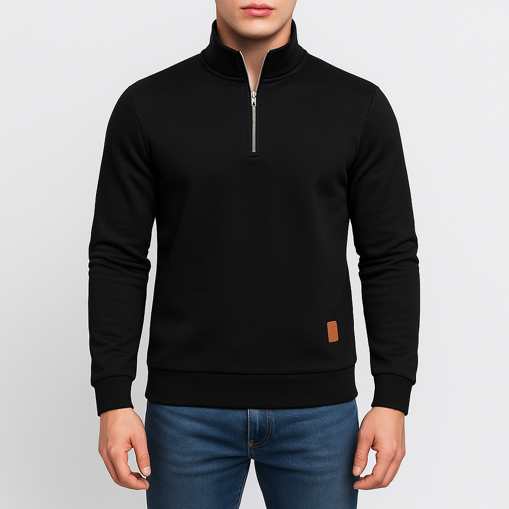 Men’s Half-Zipper Turtleneck Pullover Thick Sweatshirt – VogeLuxe