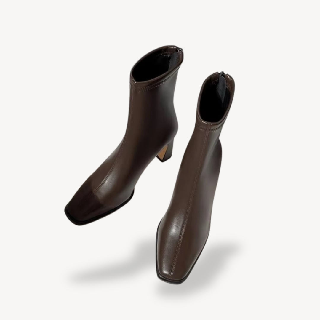 Women’s Square Toe Boots – Elegant Vintage Ankle Shoes – VogeLuxe