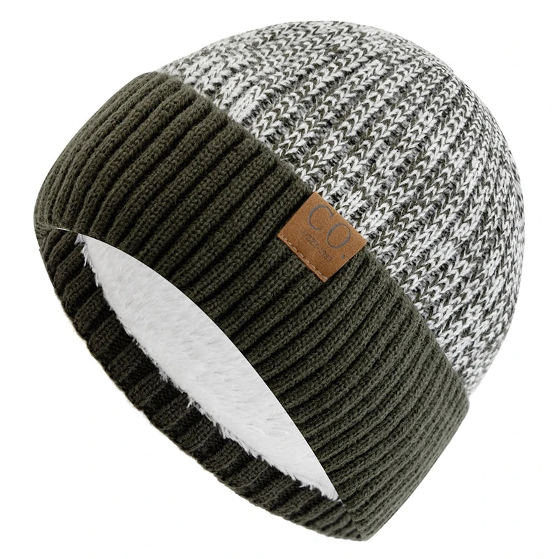 Unisex Two-Tone Fur-Lined Knit Beanie – VogeLuxe