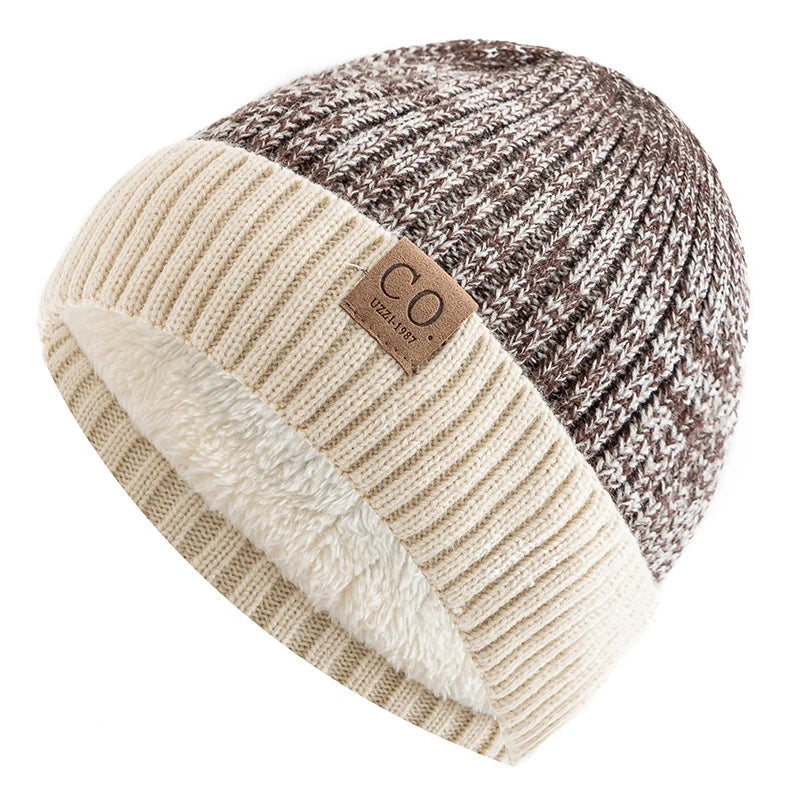 Unisex Two-Tone Fur-Lined Knit Beanie – VogeLuxe