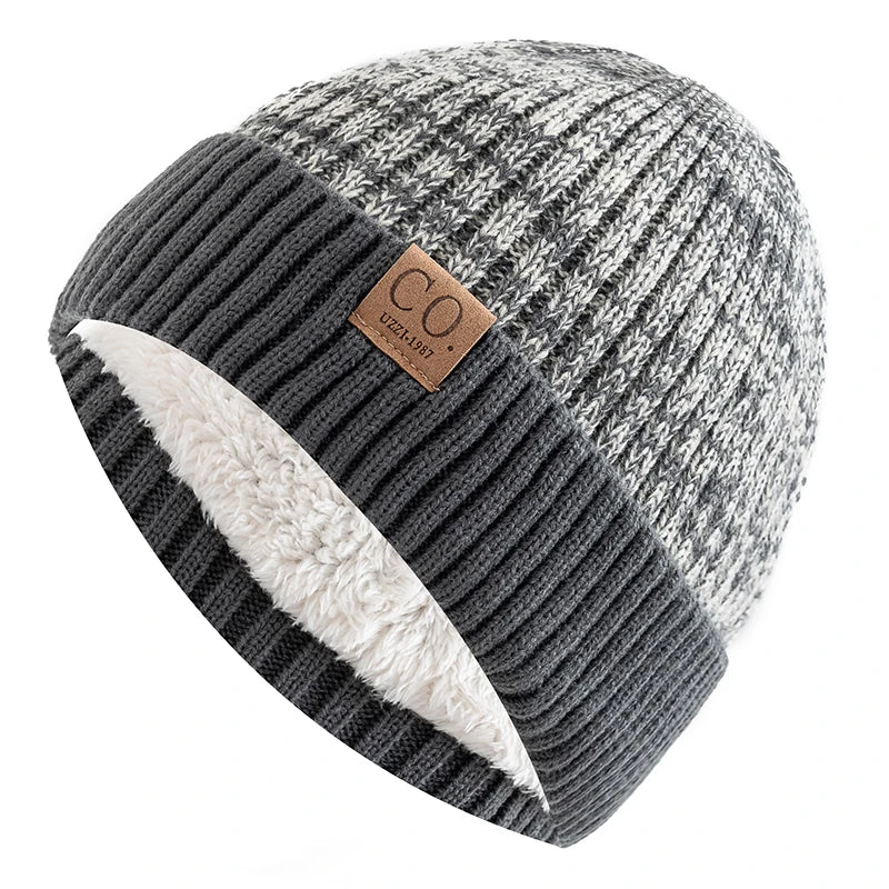 Unisex Two-Tone Fur-Lined Knit Beanie – VogeLuxe