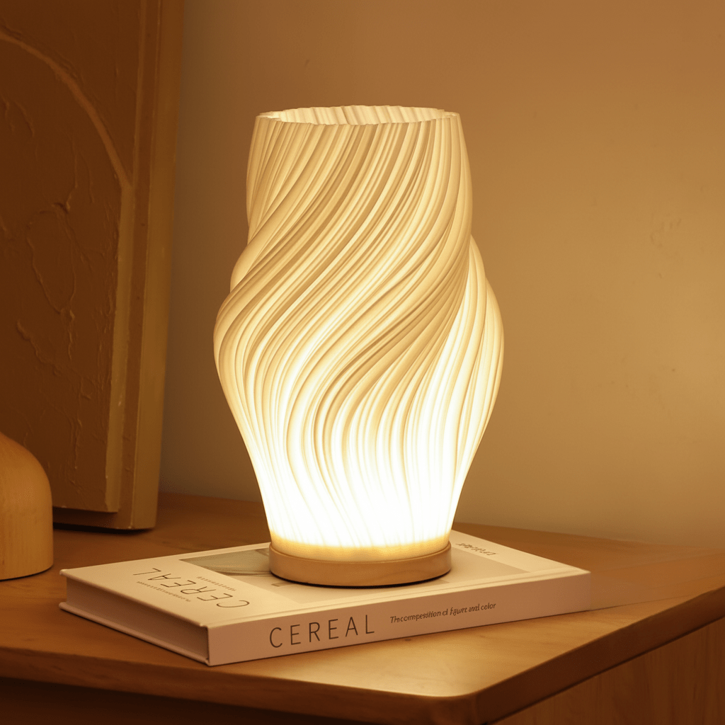Table Lamp Modern Sculpted Shade USB Dimmable Accent Lighting – VogeLuxe