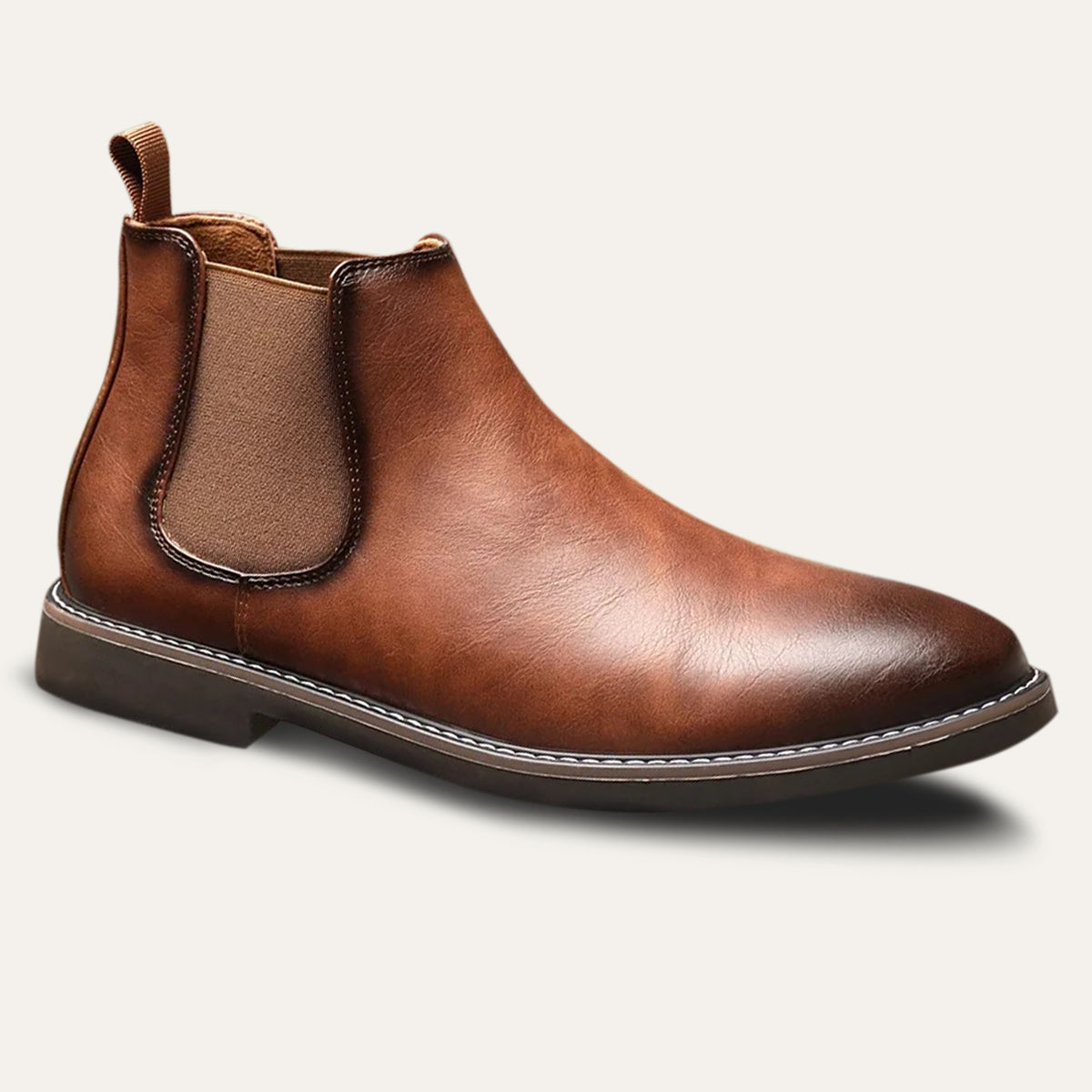 Men’s Polished Leather Chelsea Boots – Stylish Slip-On Boots – VogeLuxe