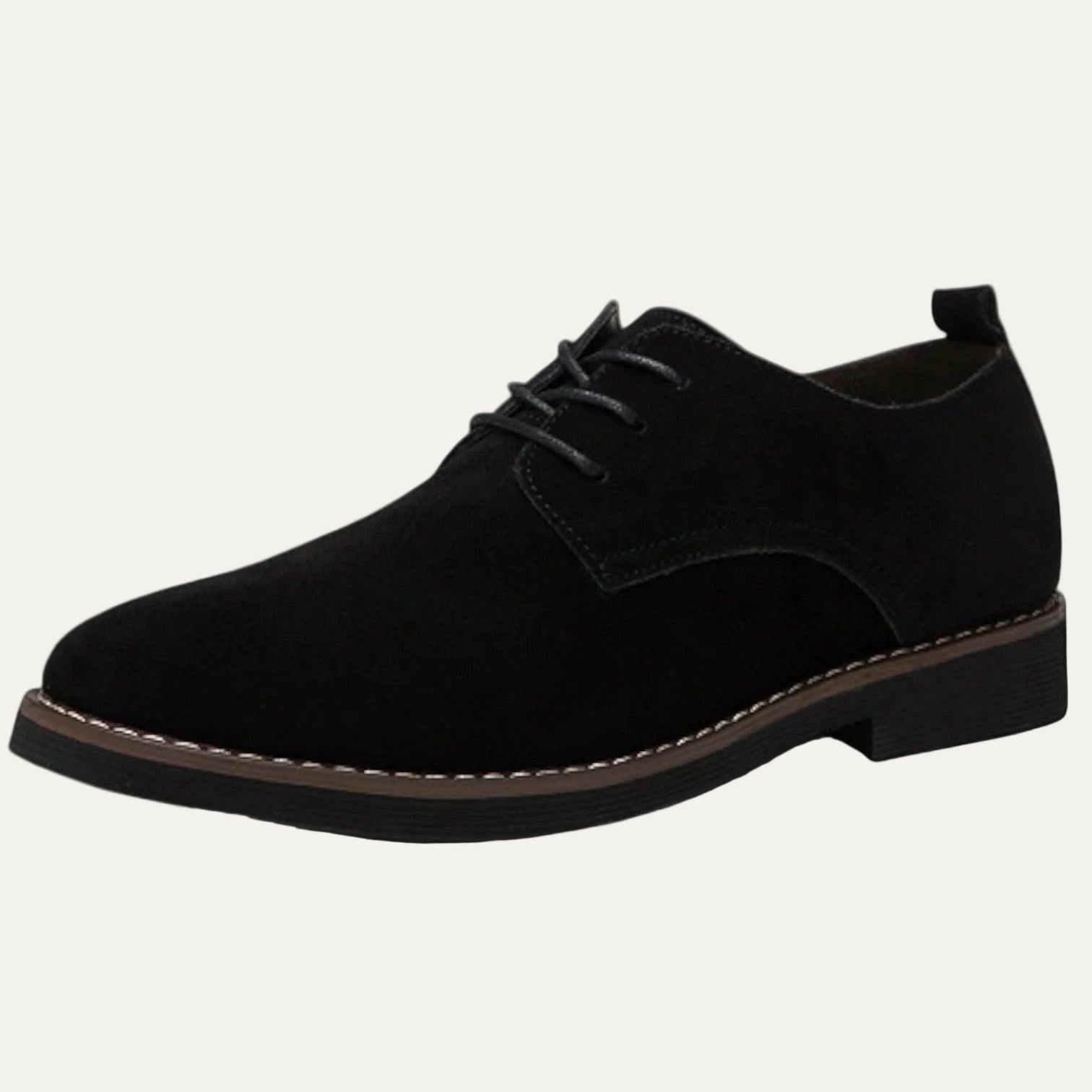 Men’s Suede Derby Shoes with Lace-Up Closure and Contrasting Stitch ...