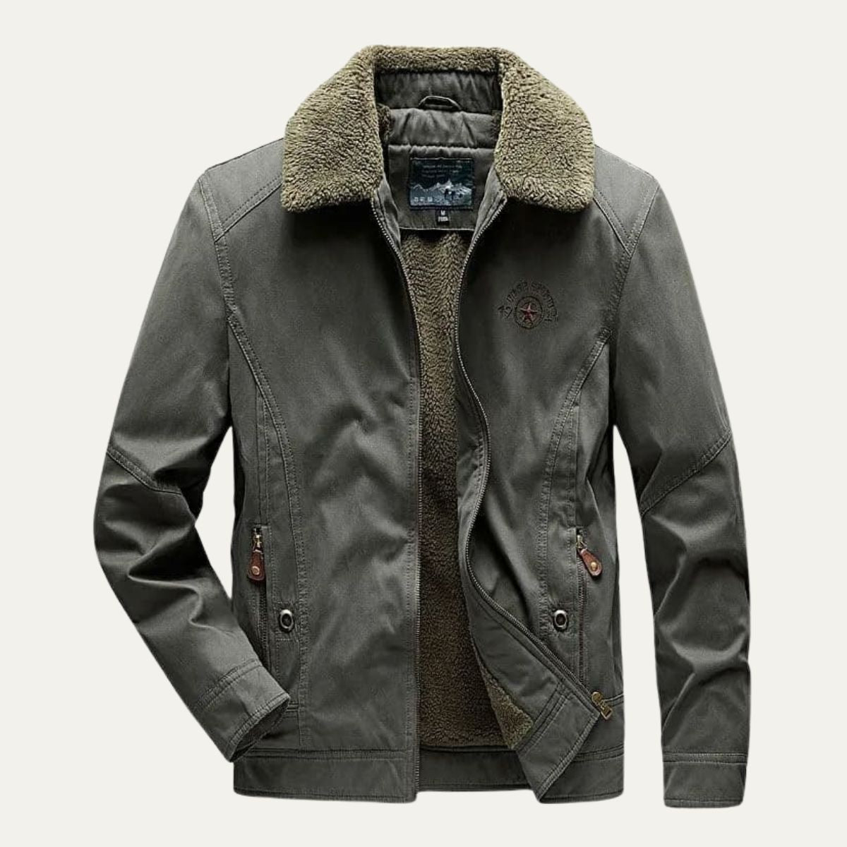 Men’s Sherpa Lined Zip Jacket – Soft Shell Winter Coat – VogeLuxe
