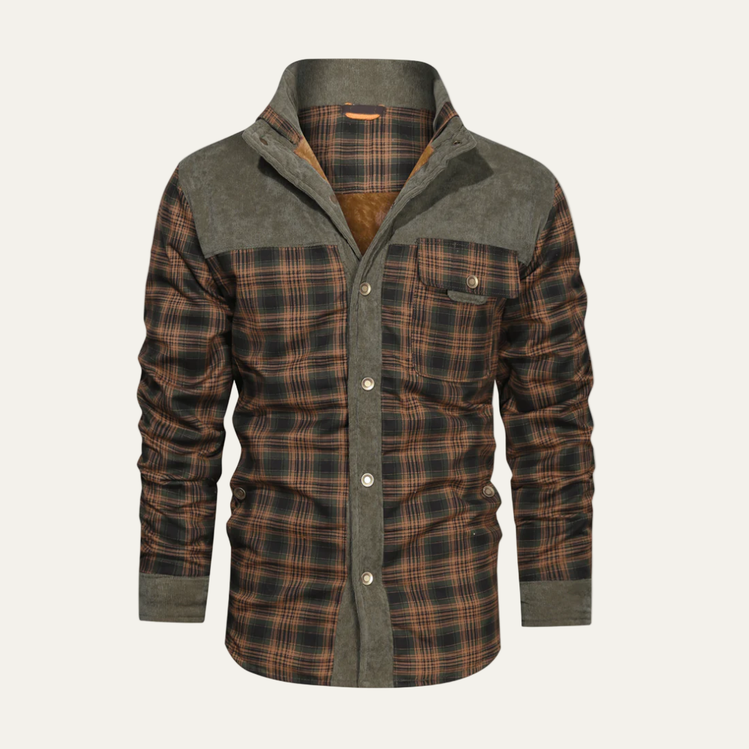 Men’s Sherpa Lined Plaid Jacket – Warm Heavy Shirt Coat – VogeLuxe